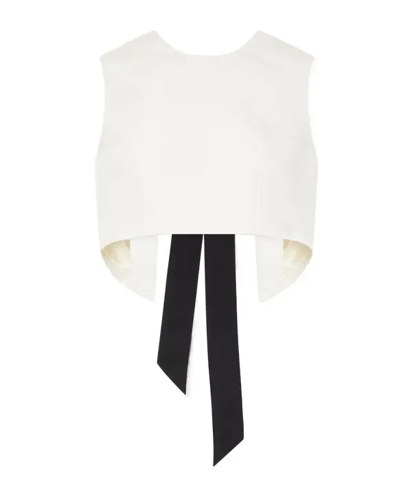 LANVIN Short Top With Bow Decoration - Off White