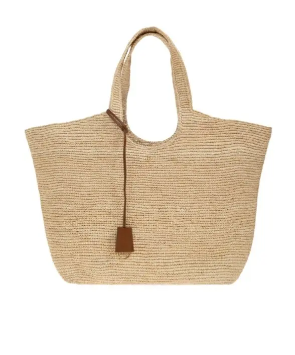 ANINE BING Lili Raffia Tote Bag - Nude