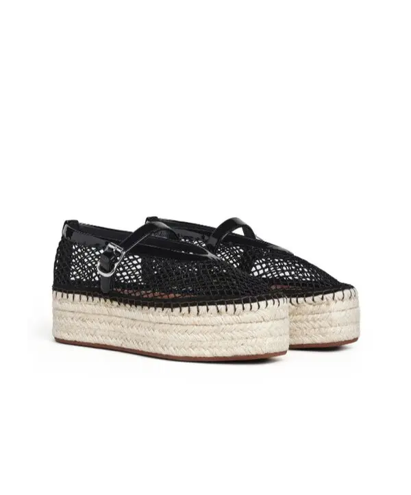 Alaïa Espadrilles In Fishnet And Patent Leather