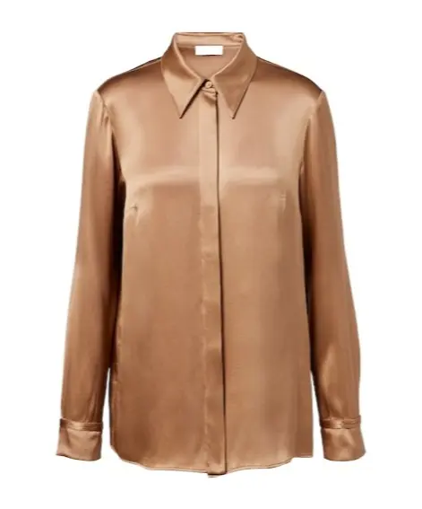 Gabriela Hearst Cruz Silk Satin Shirt - Brown