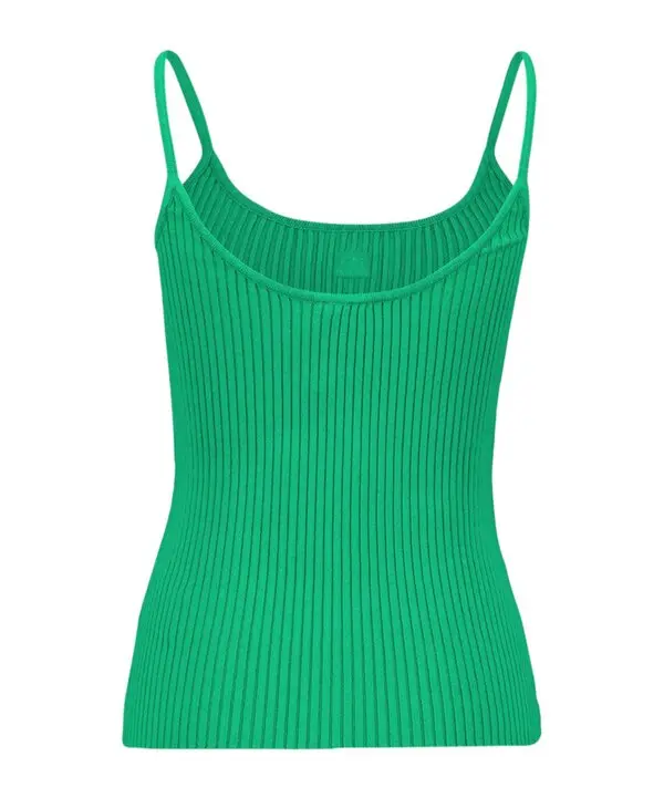 COURREGES Ribbed Logo Knit Top - Green