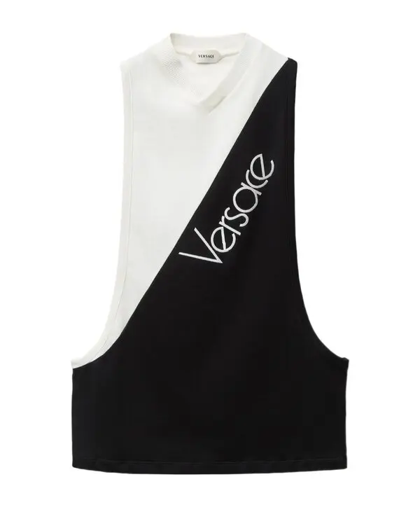 Versace Embroidered-logo Cotton-jersey Tank Top