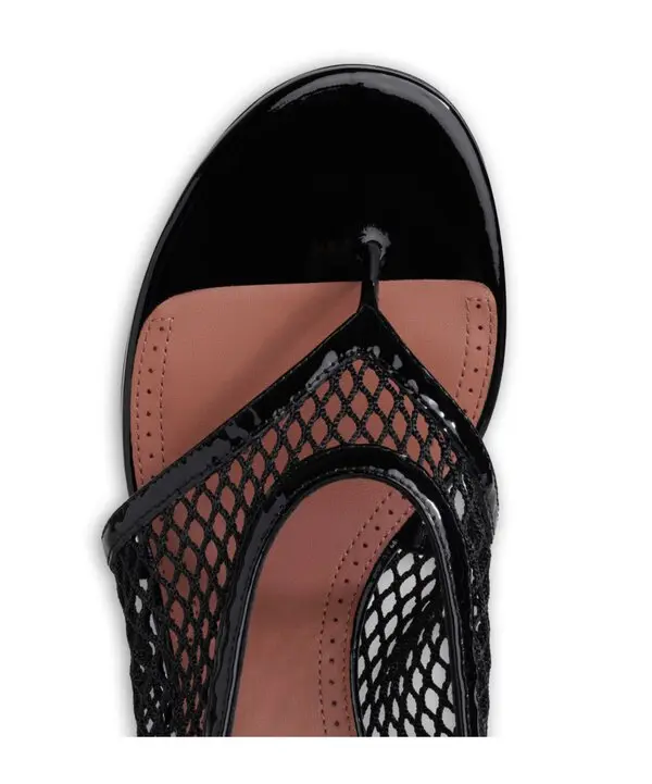 Alaïa Fishnet Heel Sandals In Patent Leather
