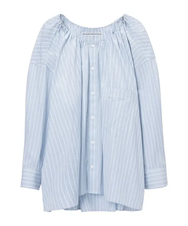 Alexander Wang Bungee Scoop Neck Mini Shirt Dress - Blue