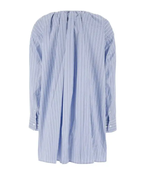 Alexander Wang Bungee Scoop Neck Mini Shirt Dress - Light Blue Stripe