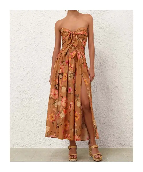 Zimmermann Mahon Tie Front Midi Dress