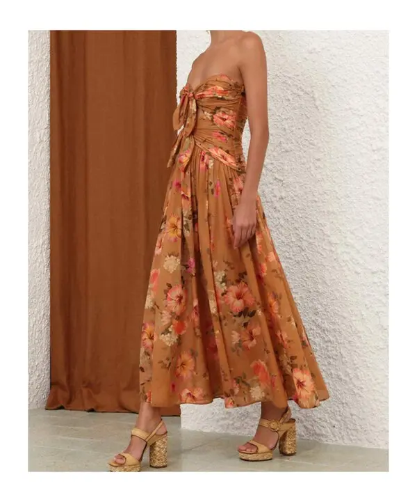 Zimmermann Mahon Tie Front Midi Dress