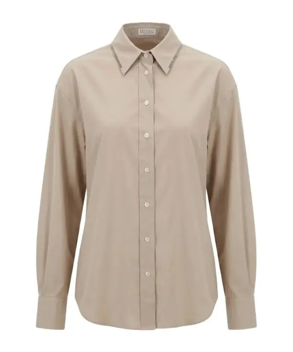 Brunello Cucinelli Monili-trimmed Long-sleeve Shirt