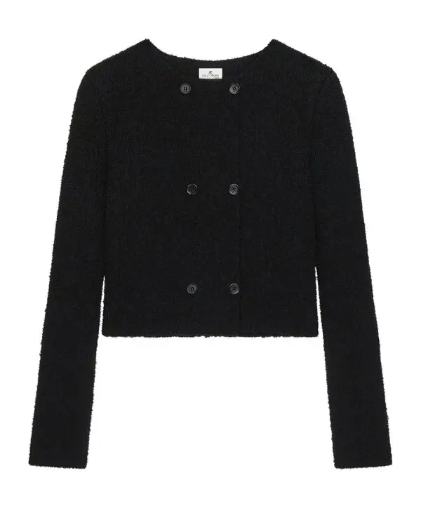 COURREGES Bouclette Knit Double Breasted Jacket - Black