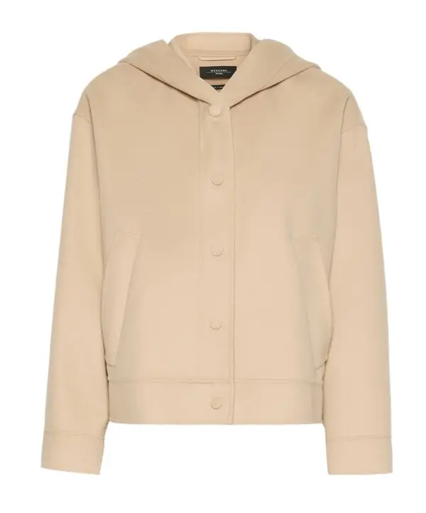 Max Mara Cropped Hooded Coat With Press-stud Fastening - Sand-colored