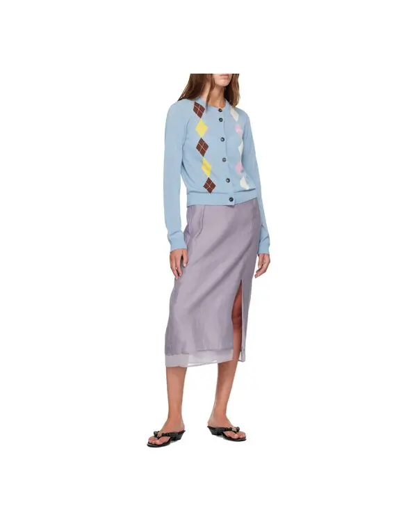 GANNI Argyle Buttoned Cardigan - Blue