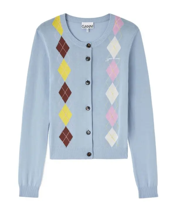 GANNI Argyle Buttoned Cardigan - No