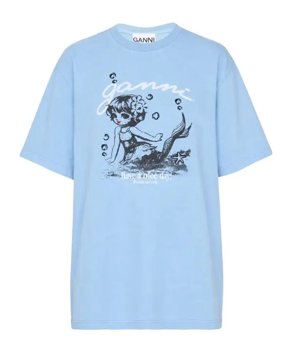 GANNI Mermaid Crewneck T-shirt - Blue