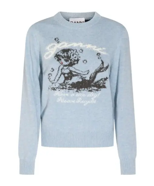GANNI Mermaid Graphic Pullover - Blue