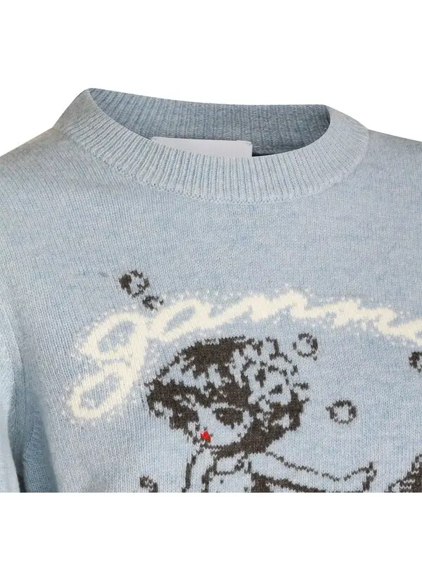 GANNI Mermaid Graphic Pullover - Blue