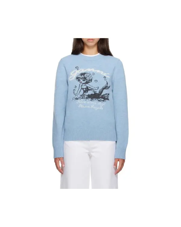 GANNI Mermaid Graphic Pullover - Blue