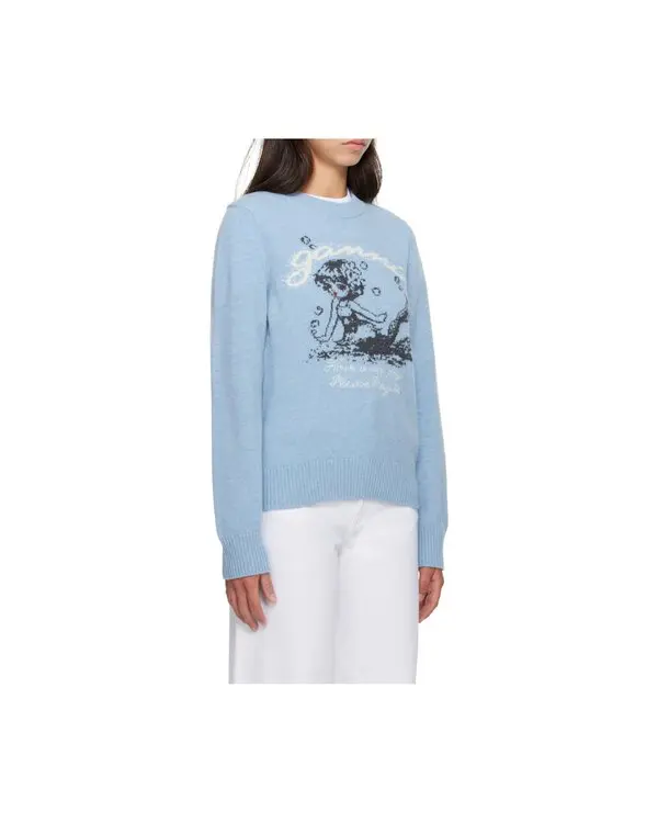 GANNI Mermaid Graphic Pullover - Blue