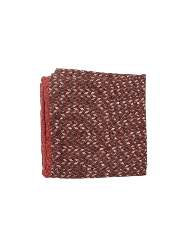 Brunello Cucinelli Geometric Pattern Pocket Square - Brick Red