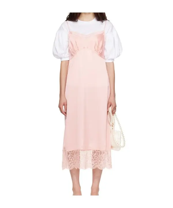 Simone Rocha Suspender Dress With Lace Trim - Soft Pink