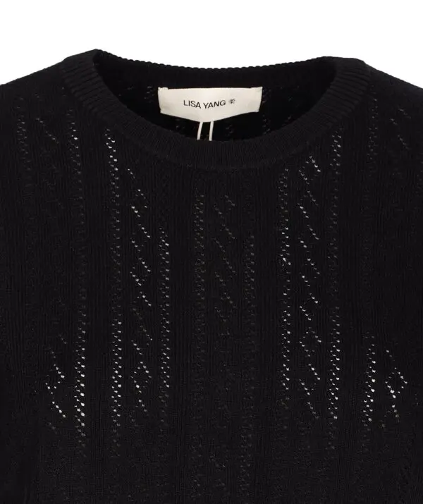 LISA YANG Pointelle Short-sleeve Knitted Top