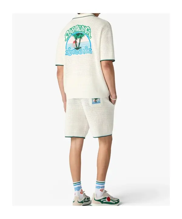 Casablanca Palm Tree Open-knit Deck Shorts