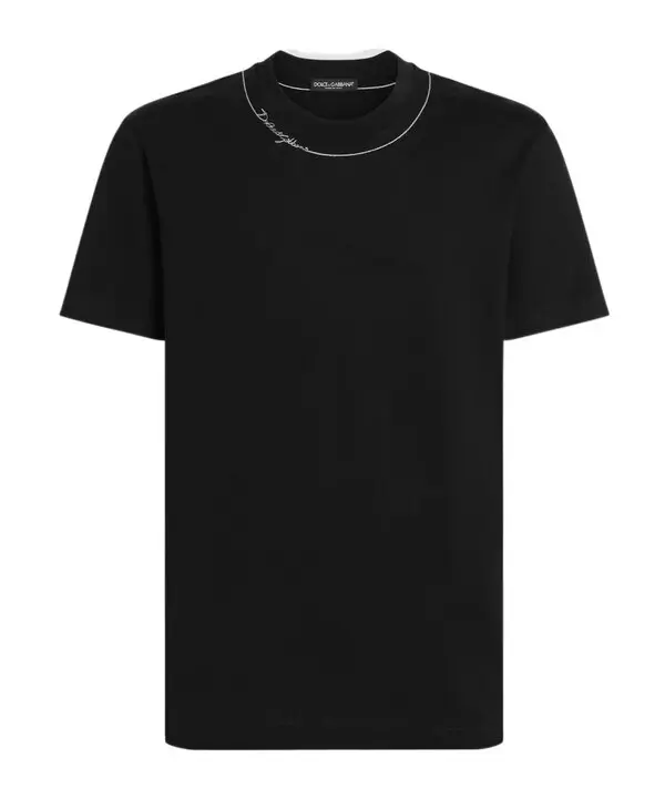 Dolce & Gabbana Cotton T-shirt With Embroidery - Black