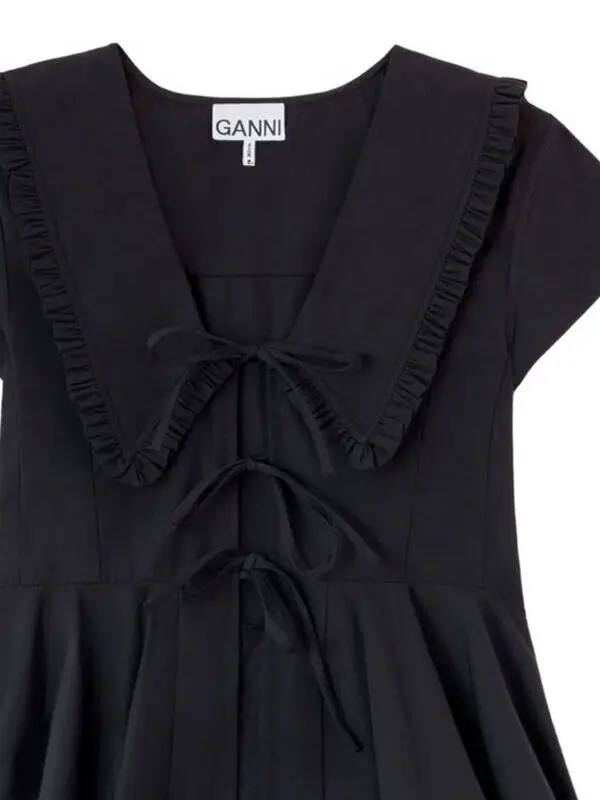 GANNI Ruffled Peplum Poplin Top - Black