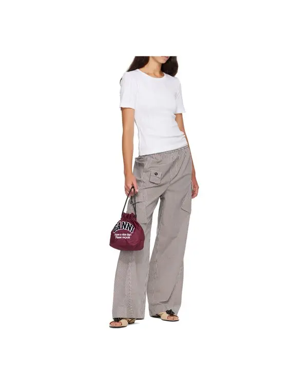 GANNI Logo Drawstring Clutch Bag - Brown