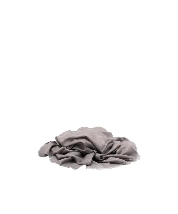 Brunello Cucinelli Metallic-thread Frayed Scarf - Grey