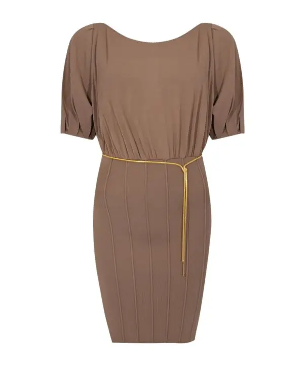Elisabetta Franchi Lacca Necklace Mini Dress - Brown