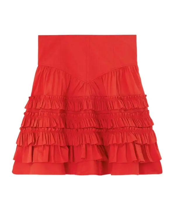 GANNI Ruched Detail Drop-waist Skirt - Wolfberry Color