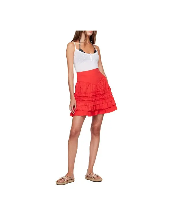 GANNI Ruched Detail Drop-waist Skirt - Wolfberry Color