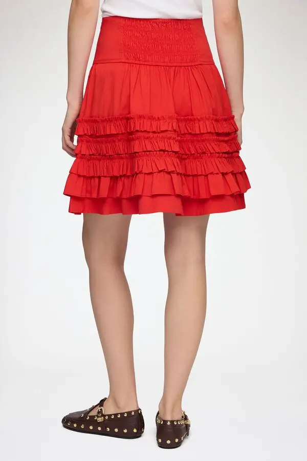 GANNI Ruched Detail Drop-waist Skirt - Wolfberry Color