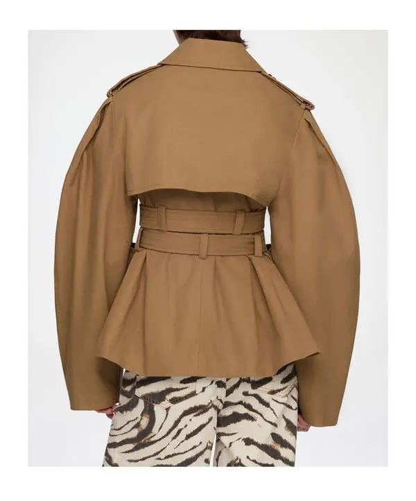 GANNI Belted Puff Sleeve Jacket - Brown