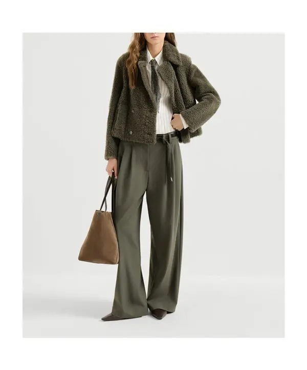 Brunello Cucinelli Double-breasted Shearling Coat - Black