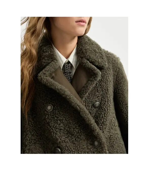 Brunello Cucinelli Double-breasted Shearling Coat - Black
