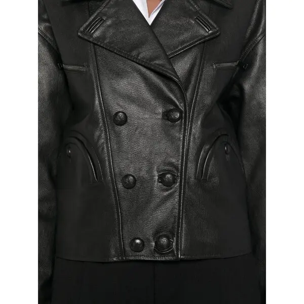 BLAZÉ MILANO Double-breasted Leather Jacket With Embellished Details