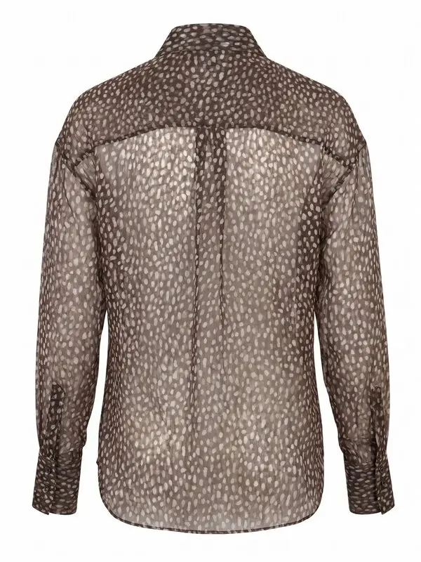 Brunello Cucinelli Dapple Silk Organza Shirt With Tie-neck - No