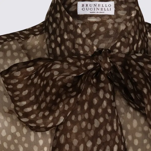 Brunello Cucinelli Dapple Silk Organza Shirt With Tie-neck - No