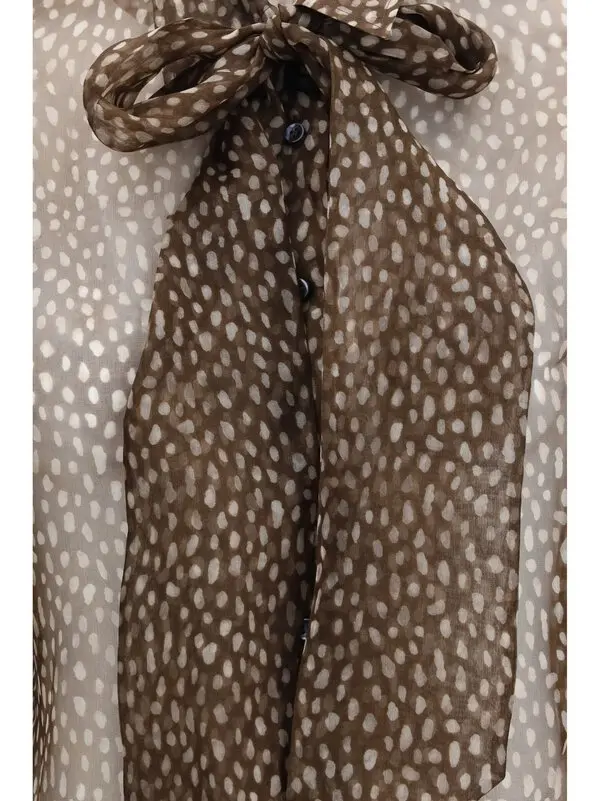 Brunello Cucinelli Dapple Silk Organza Shirt With Tie-neck - No