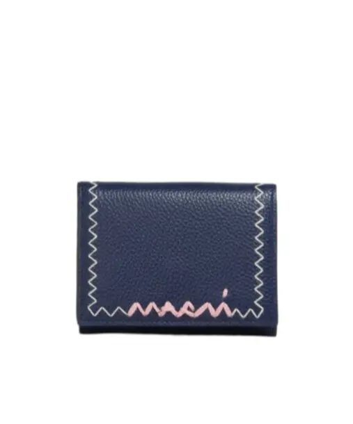 Marni Black Leather Trifold Wallet With Symbol Logo