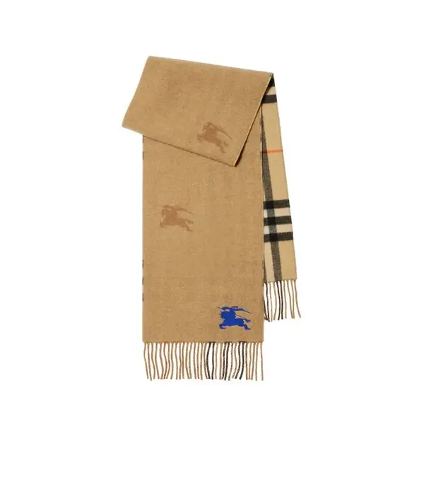 Burberry Reversible Checked Fringed-edge Scarf - Nude