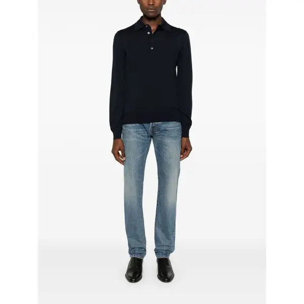 TOM FORD Long-sleeved Knitted Polo Shirt