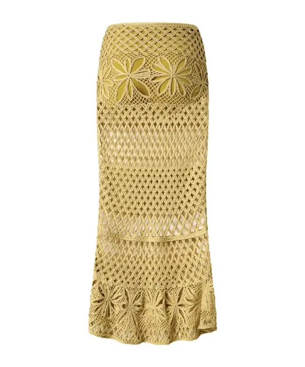 Pinko Crispo Fancy Crochet-effect Long Skirt