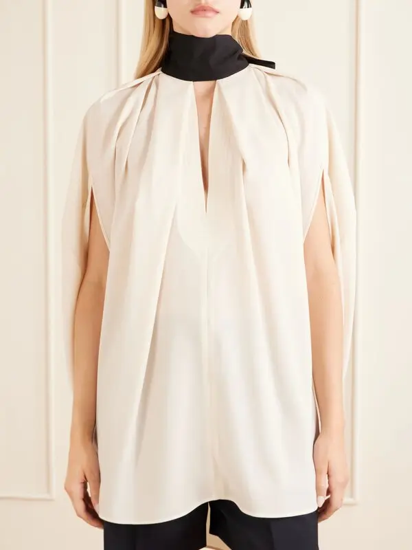 LANVIN Bow-decorated Crepe Backless Top