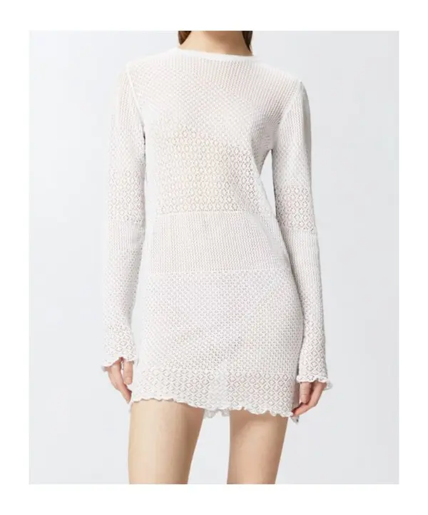 Pinko Long-sleeved Crewneck Knitted Mini Dress