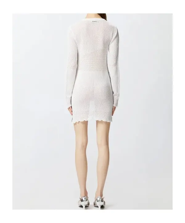 Pinko Long-sleeved Crewneck Knitted Mini Dress