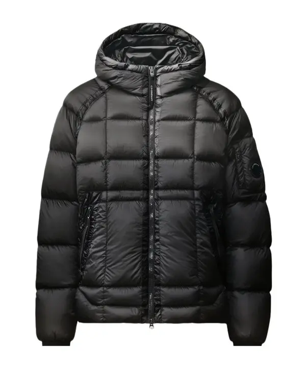 C.P. COMPANY Quilted Hooded Down Jacket - Black