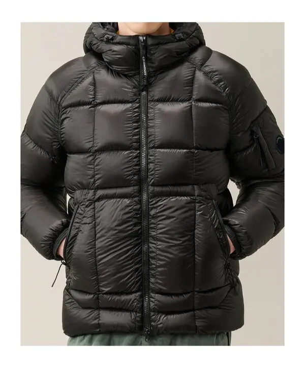 C.P. COMPANY Quilted Hooded Down Jacket - Black