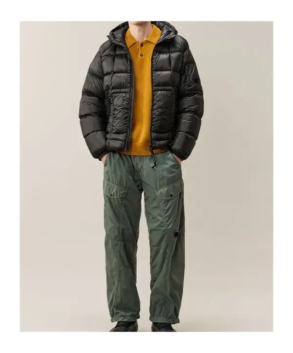 C.P. COMPANY Quilted Hooded Down Jacket - Black